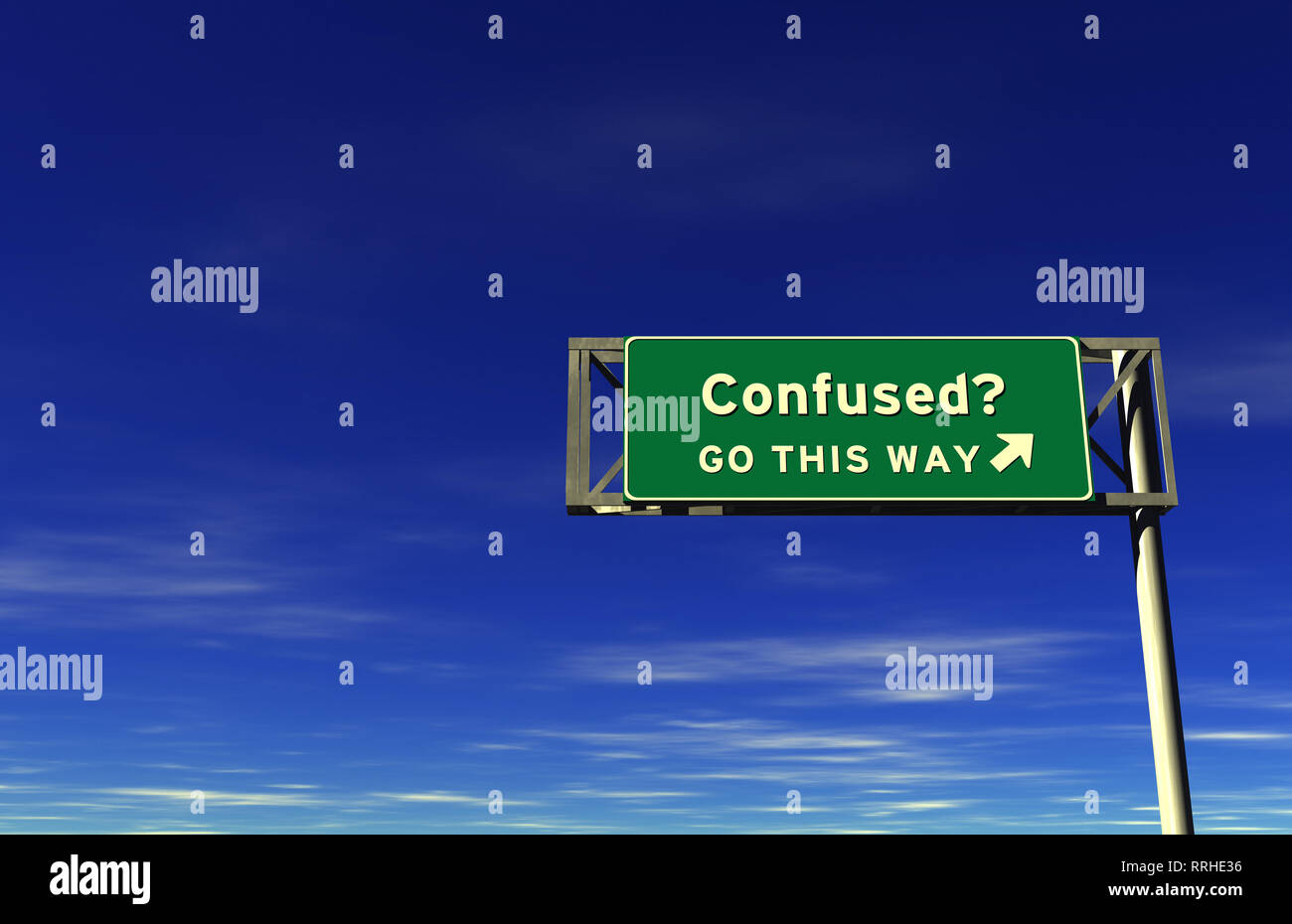 Super high resolution 3D render of freeway sign, next exit... Confused ...