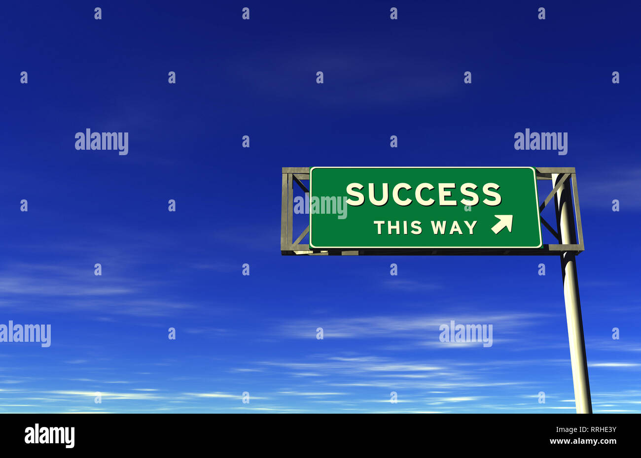 Success - Freeway Exit Sign - 3D illustration on sky background Stock ...