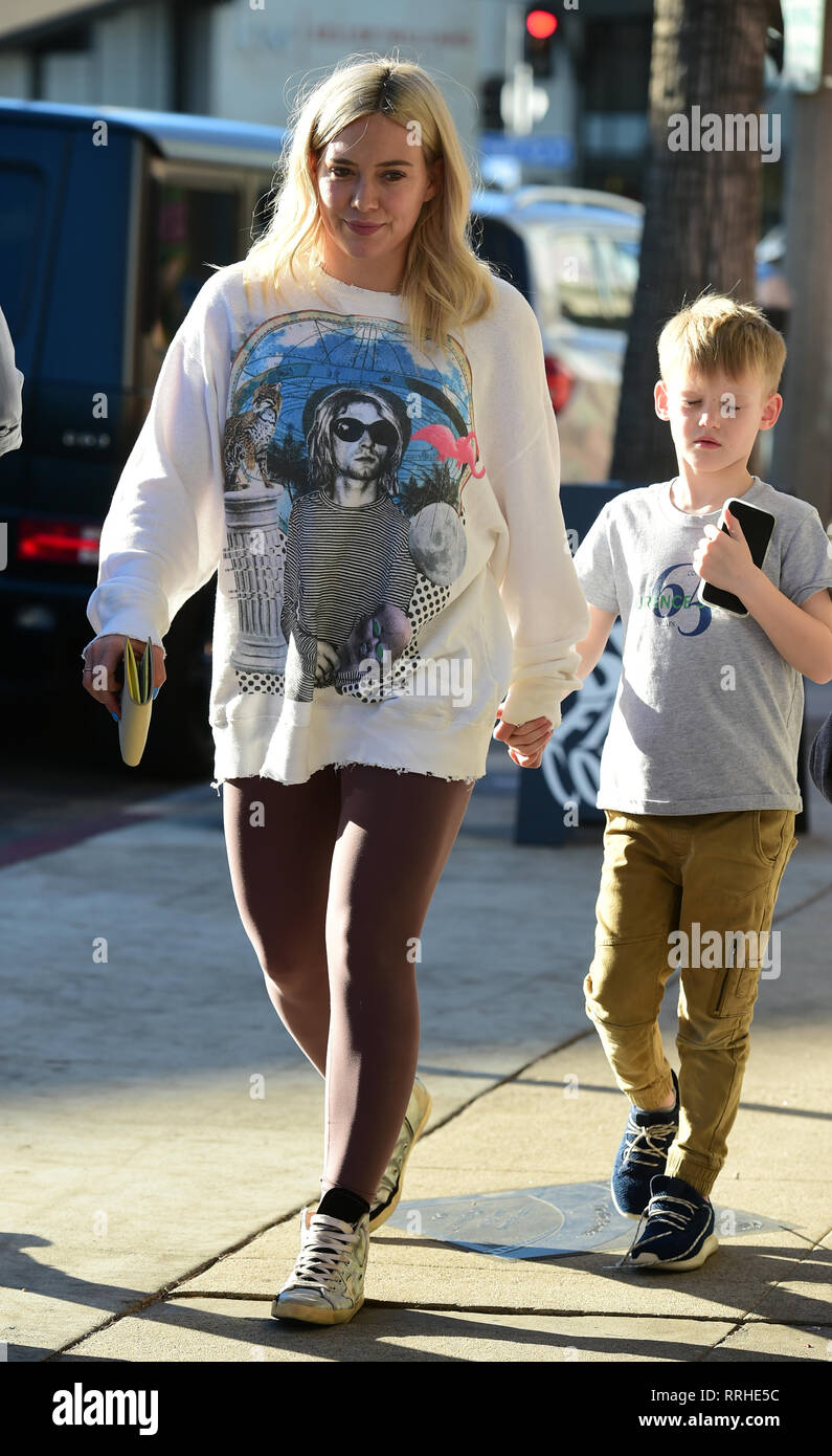 Hilary Duff wears a Kurt Cobain sweatshirt on an afternoon outing with ...