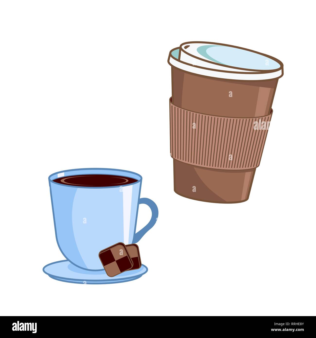 White cups cappuccino coffee Stock Vector Images - Alamy