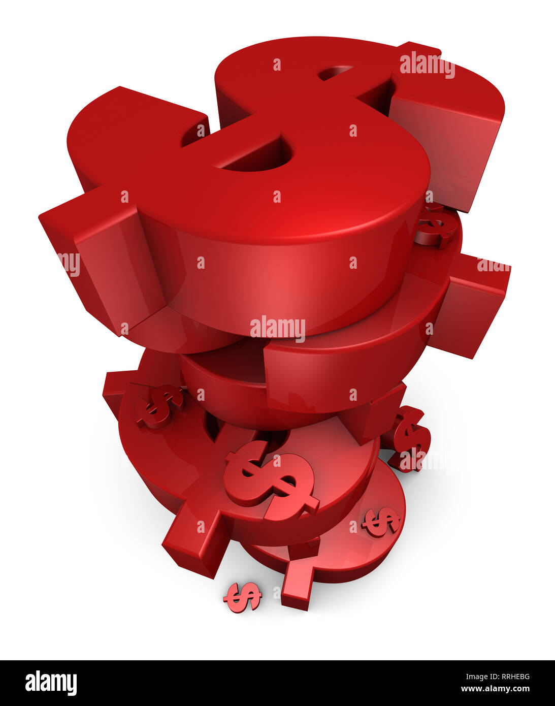 3D render of a stack of red $ dollar symbols Stock Photo - Alamy