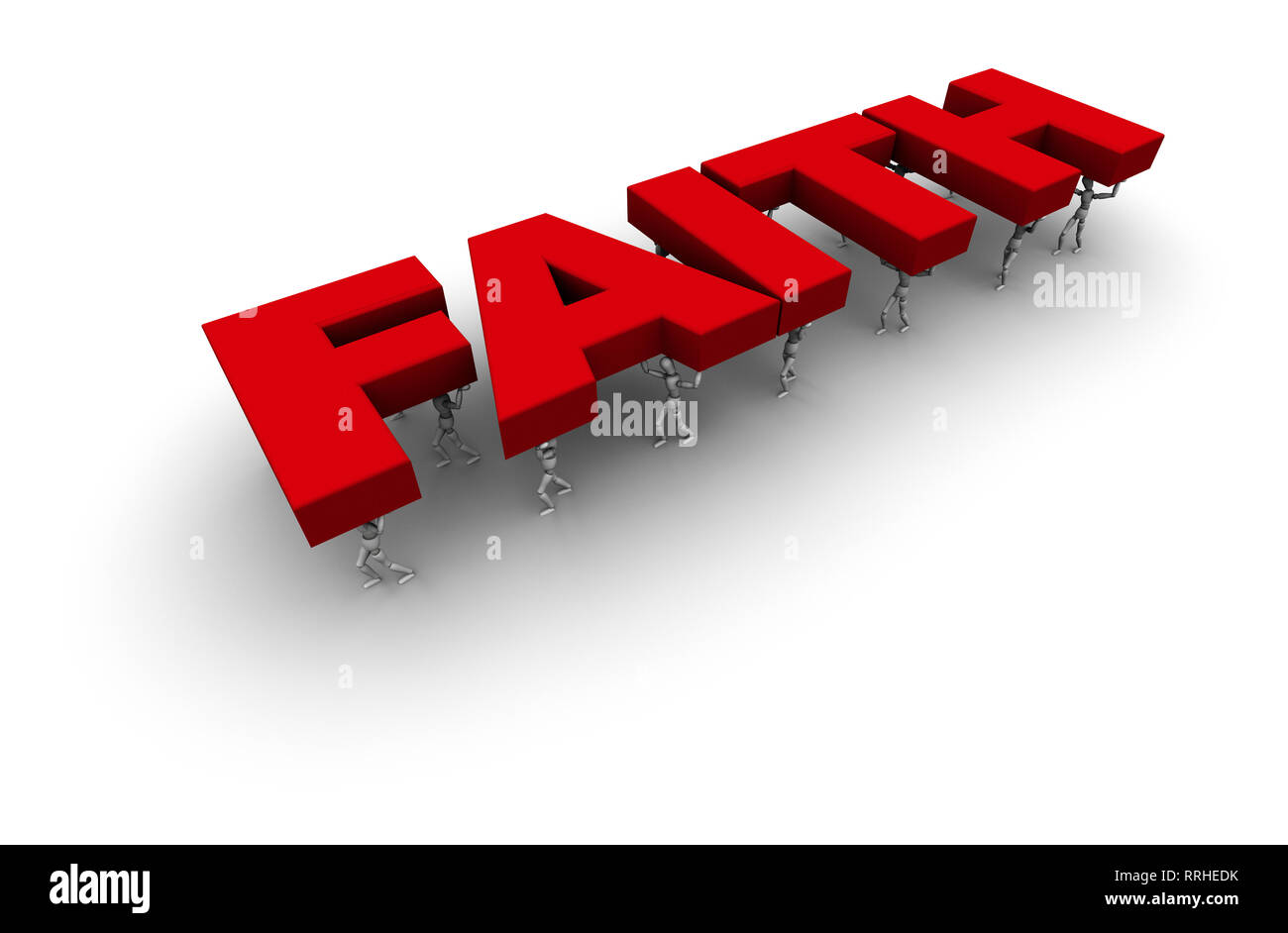 3D mannequins carrying the word 'FAITH' in red Stock Photo - Alamy