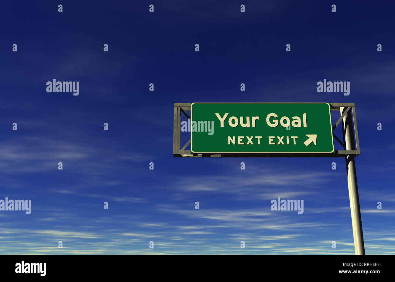 Super high resolution 3D render of freeway sign, next exit... Your Goal ...