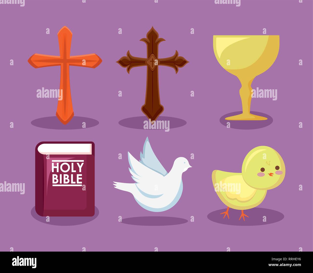 set of catholic religious icons vector illustration design Stock Vector ...
