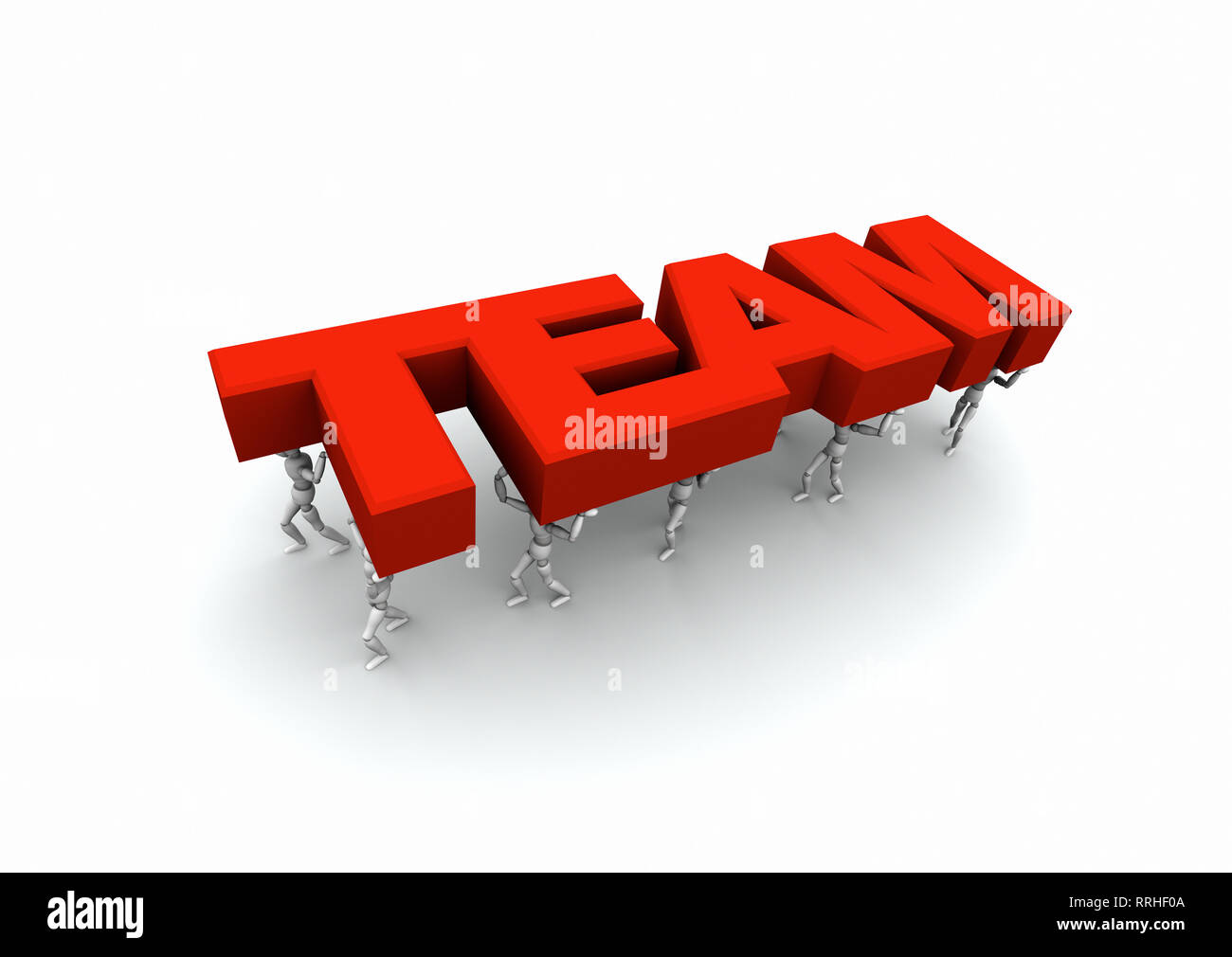 3D mannequins carrying the Word 'TEAM' in red. 3D illustration isolated ...