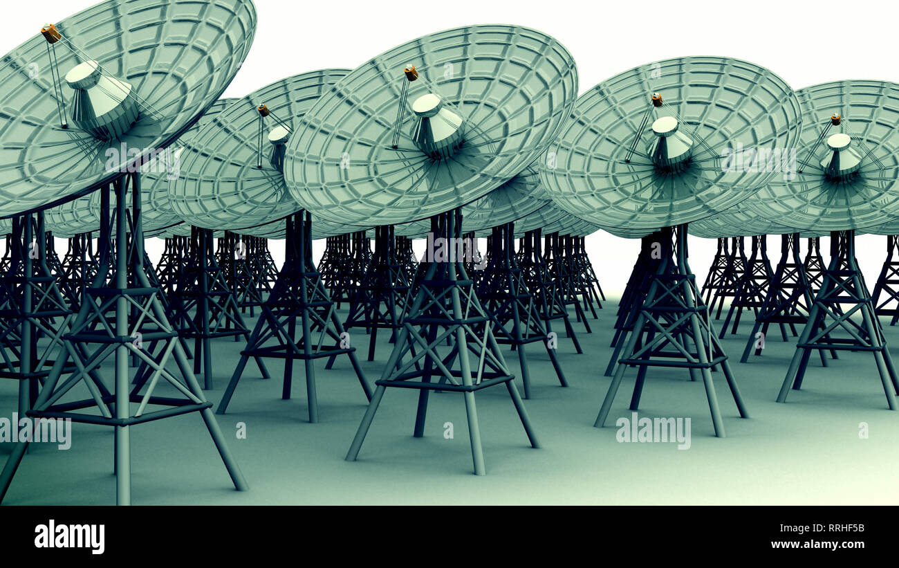 3D render of radio telescope communication dishes Stock Photo - Alamy