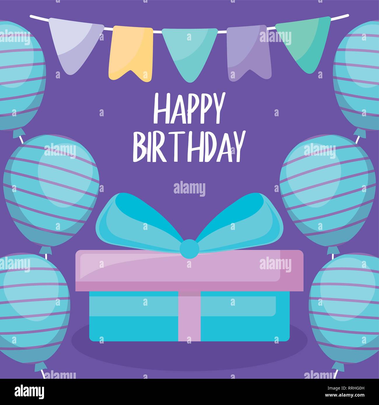 happy birthday card with gift box vector illustration design Stock ...