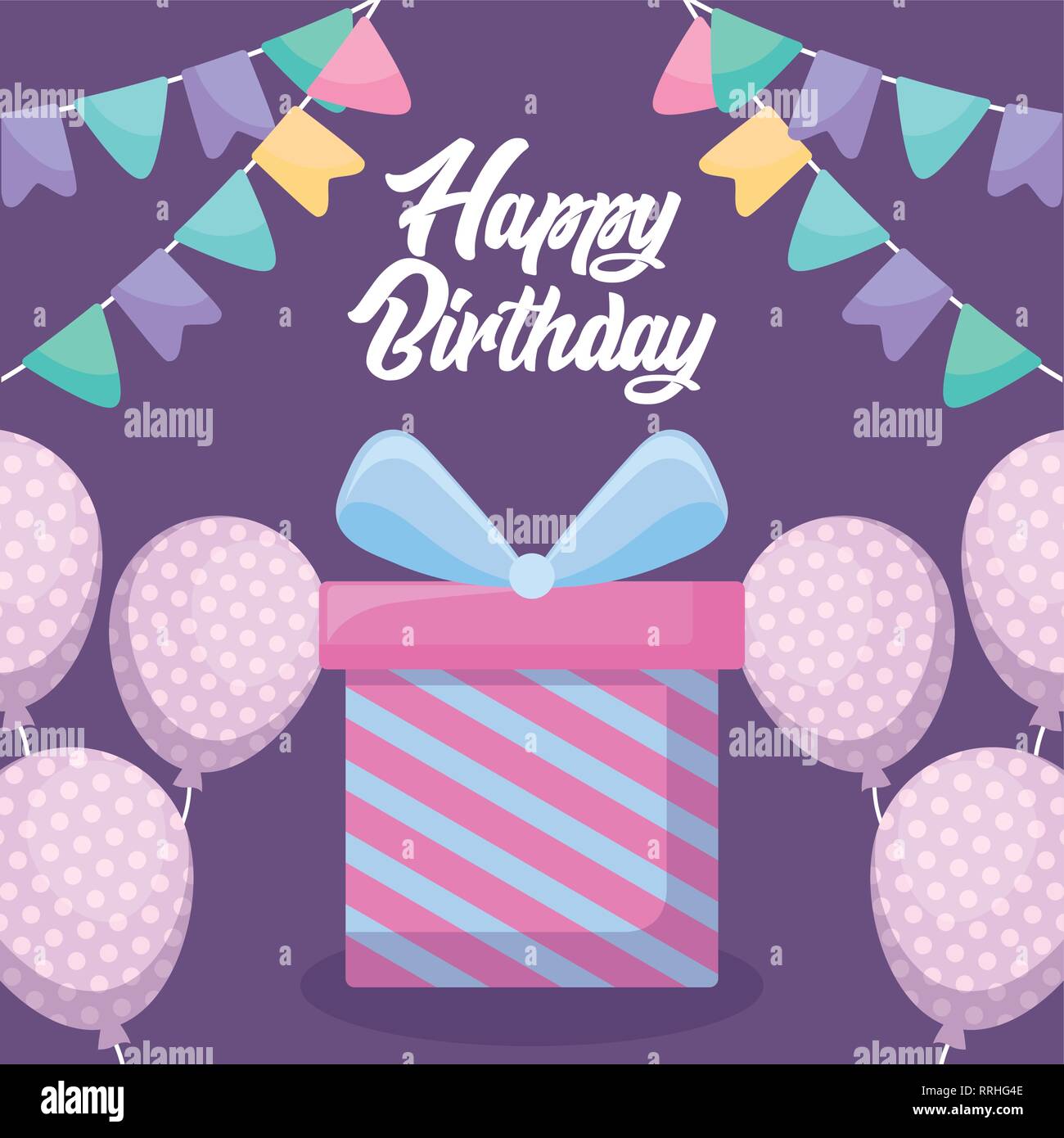 happy birthday card with gift box vector illustration design Stock ...
