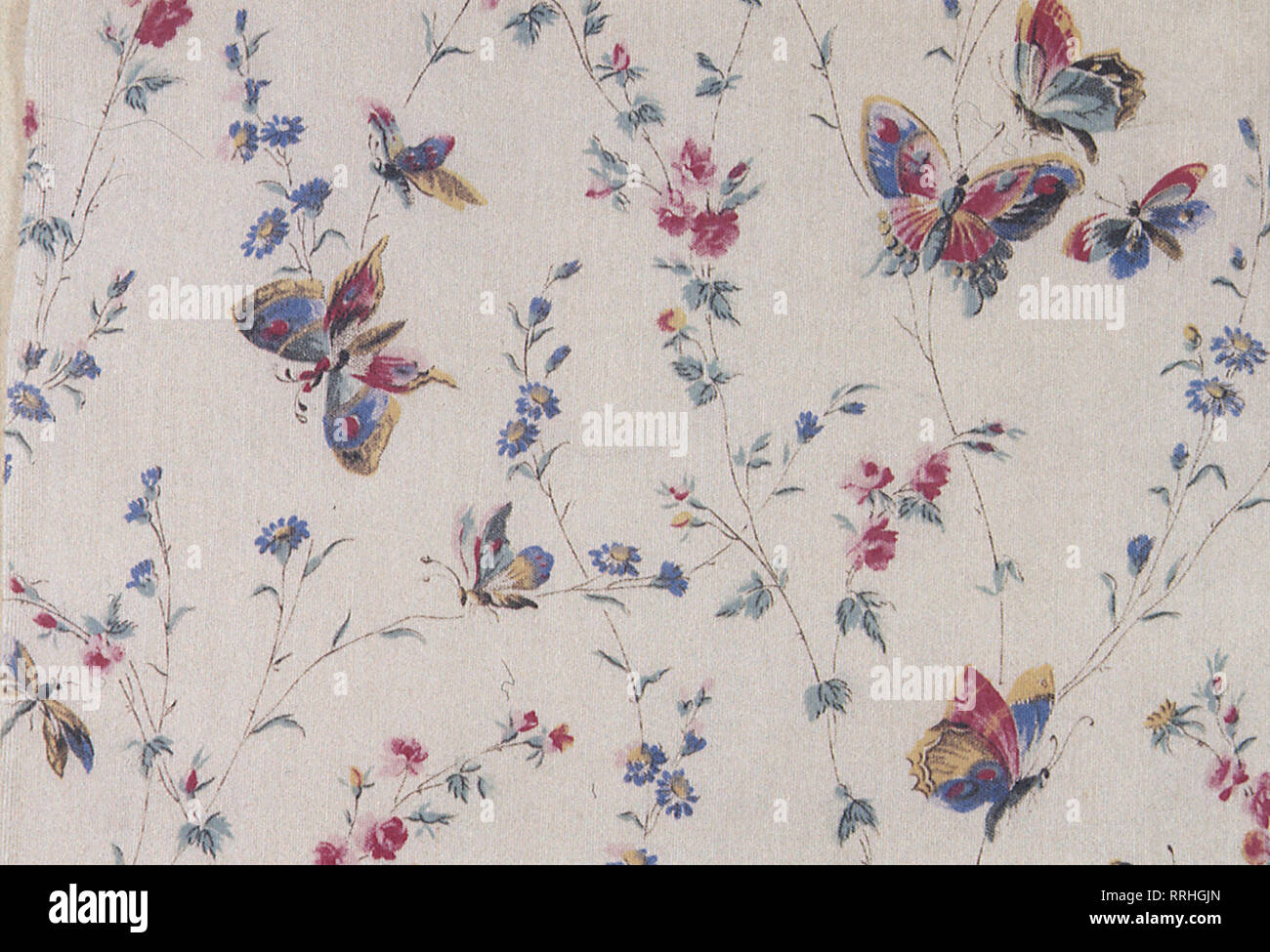 Butterfly and floral repeat pattern on white background Stock Photo - Alamy