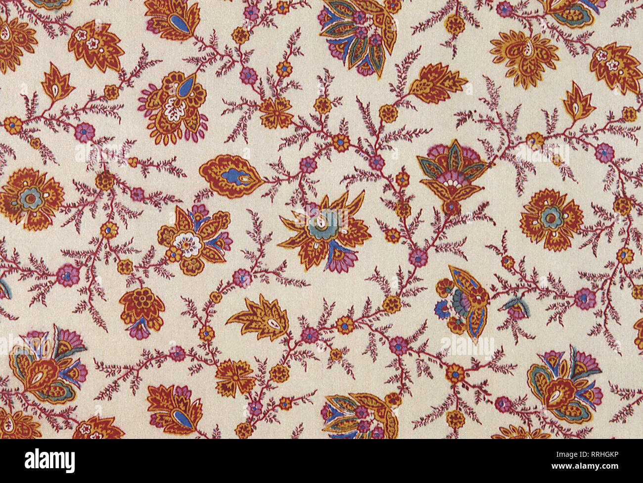 Paisley influenced floral pattern repeat on off white field Stock Photo ...
