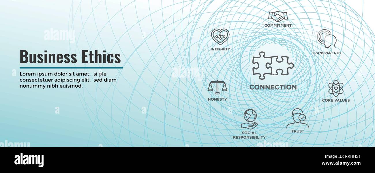 Business Ethics Web Banner and Icon Set w Honesty, Integrity ...