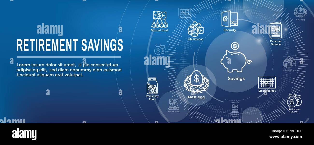 Retirement Account & Savings Icon Set Web Header Banner - Mutual Fund ...