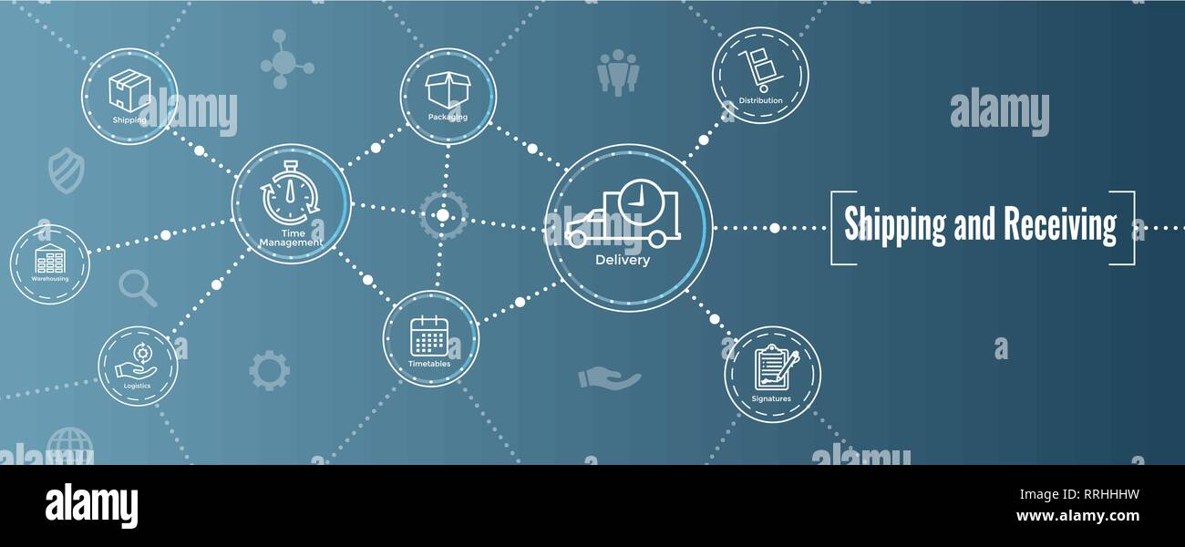 Shipping and Receiving Icon Set w Boxes, Warehouse, checklist, etc ...