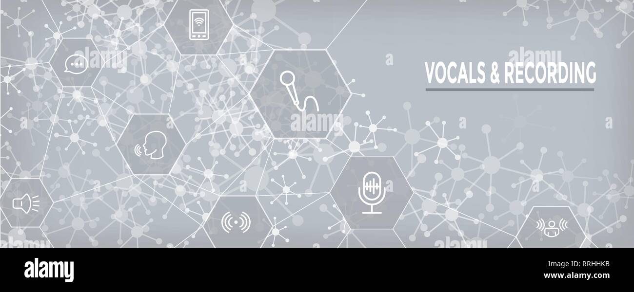 Vocal / Recording Command Icon with Sound Wave Images Web header banner ...