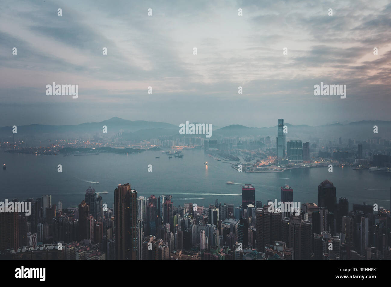 Misty morning view at Hong Kong City. view from Victoria Peak Stock ...