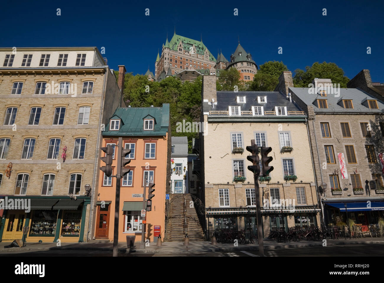 Shops, restaurants and residential buildings along Champlain Boulevard ...