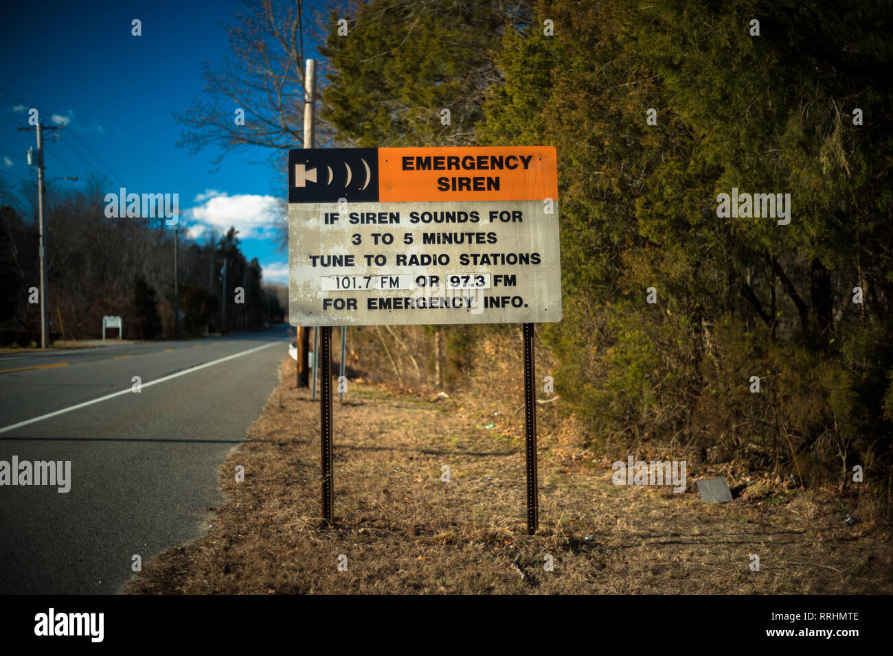 Emergency Signal Siren Sign along country roadside Stock Photo - Alamy