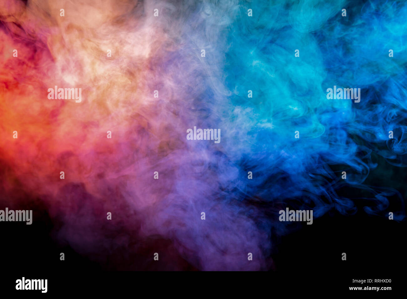 Translucent, thick smoke, illuminated by light against a dark ...