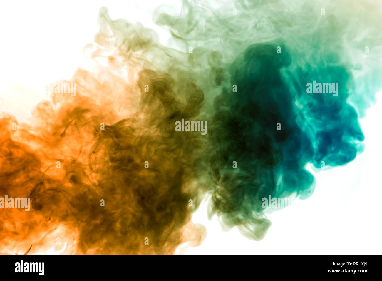 Colorful steam exhaled from the vape with a smooth transition of color ...