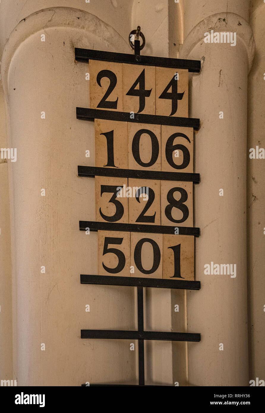 Church hymn board Stock Photo - Alamy