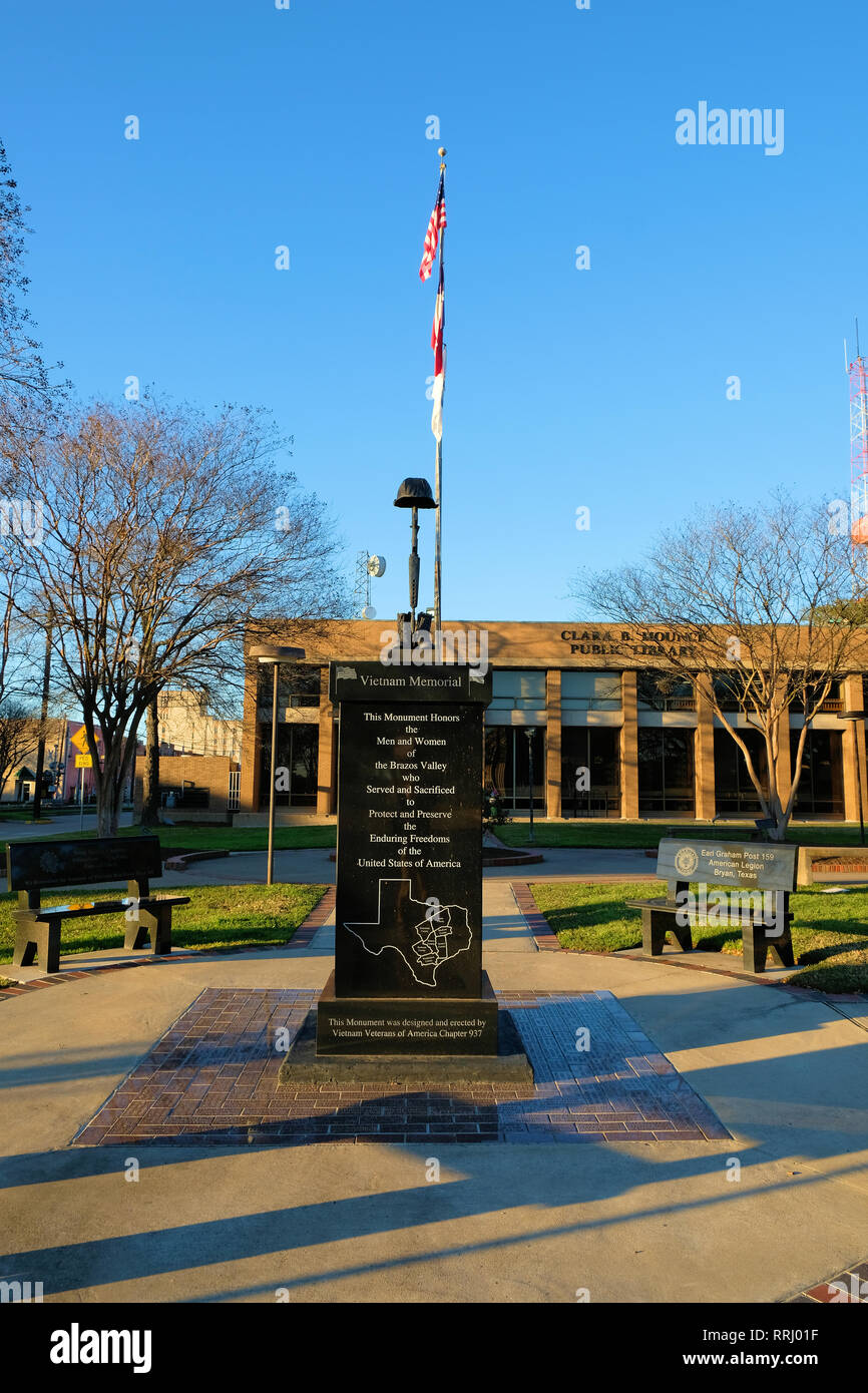 Brazos Valley Vietnam Memorial located outside the Clara B. Mounce ...