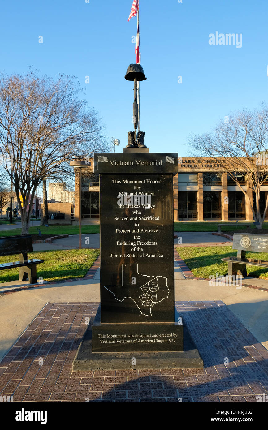 Brazos Valley Vietnam Memorial located outside the Clara B. Mounce ...