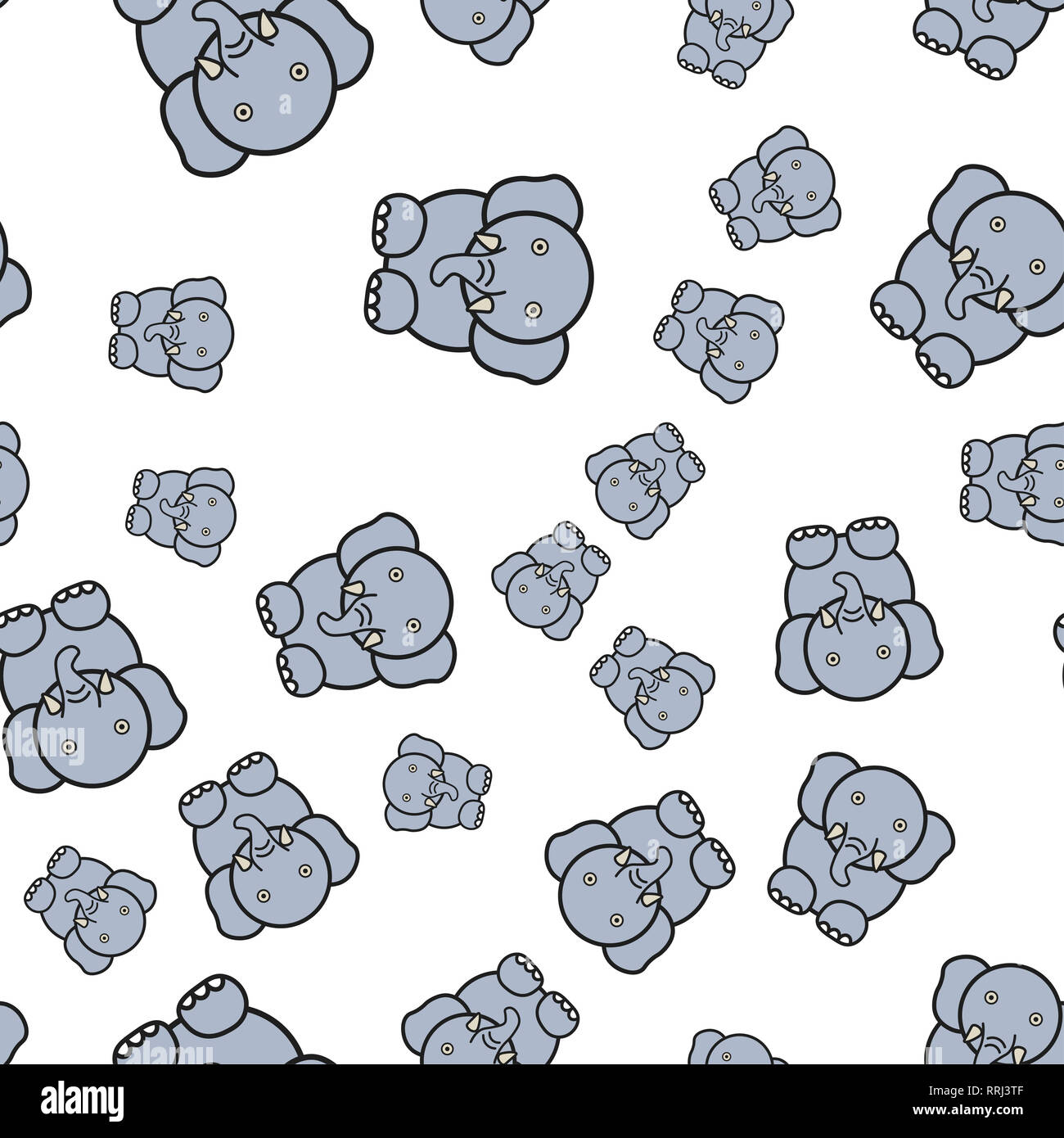 Seamless pattern of elephants in cartoon style. On white background ...