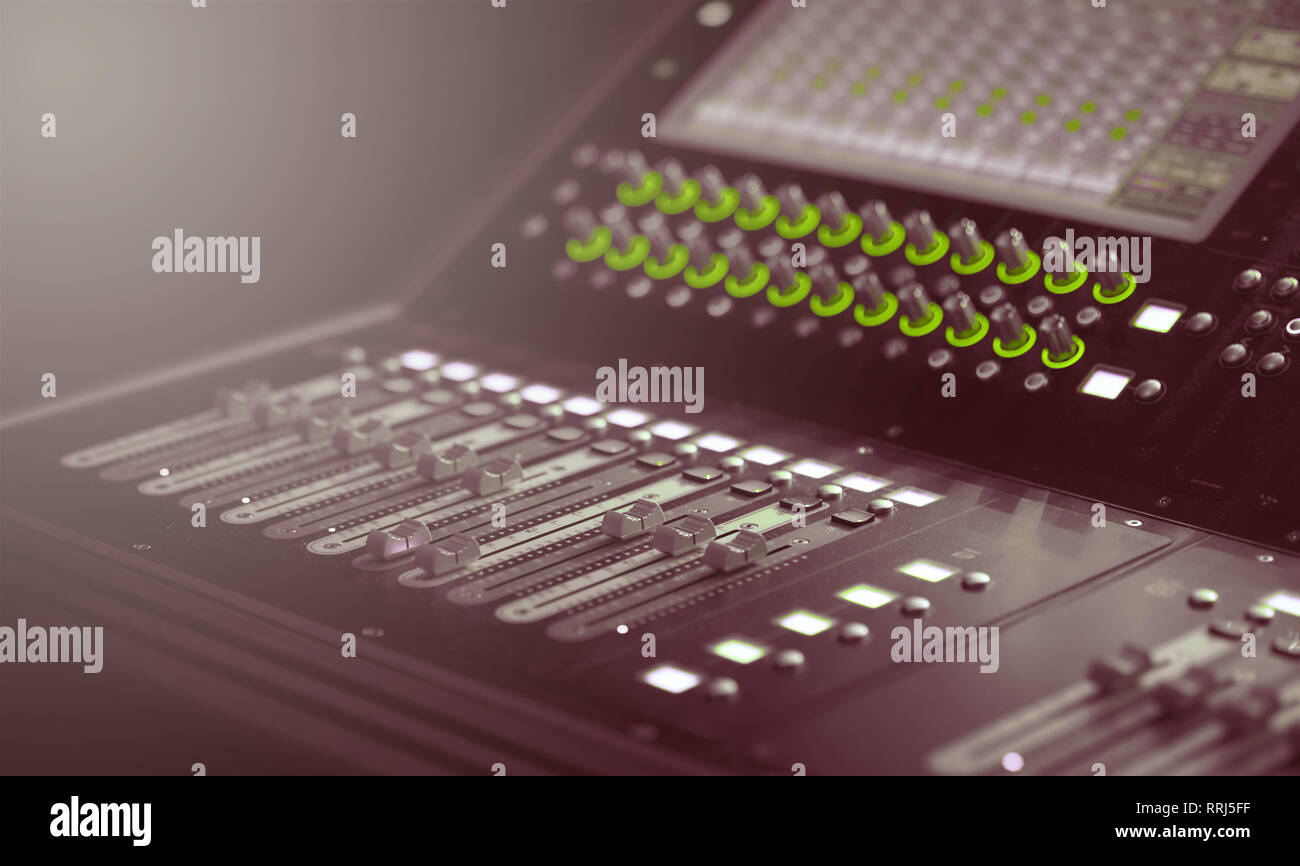 Light and Sound control mixer for Event on stage. Professional ...