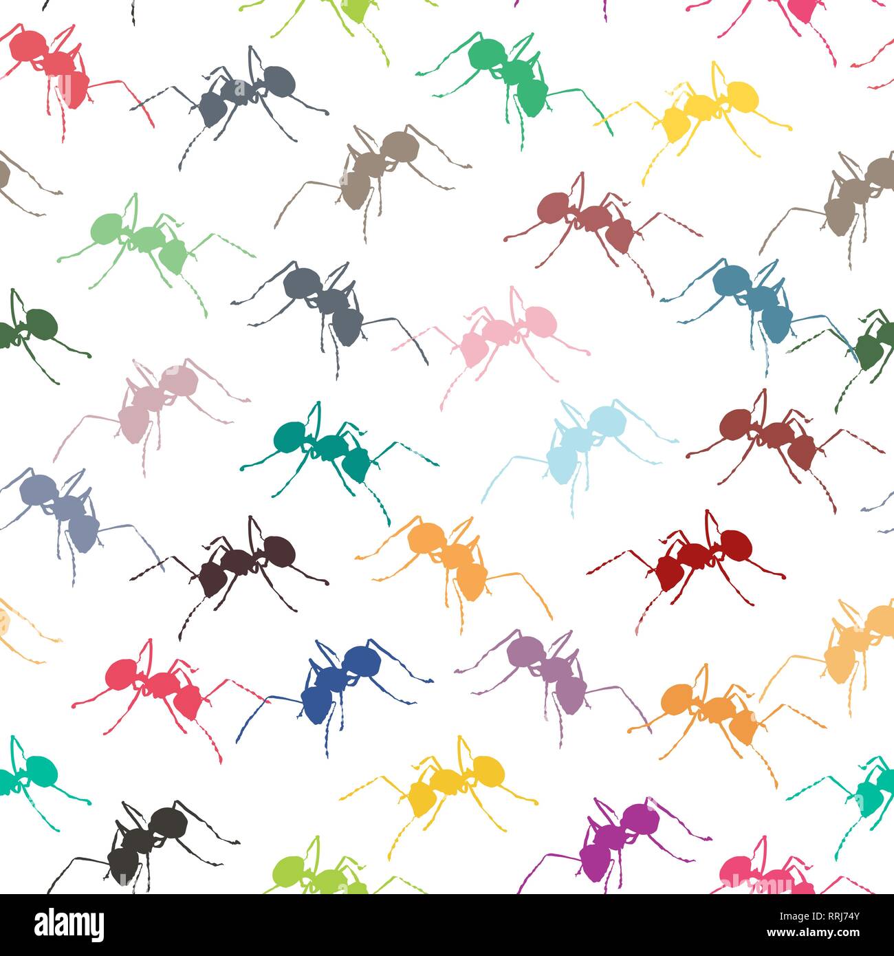 Colorful ants on white seamless background Stock Vector Image & Art - Alamy