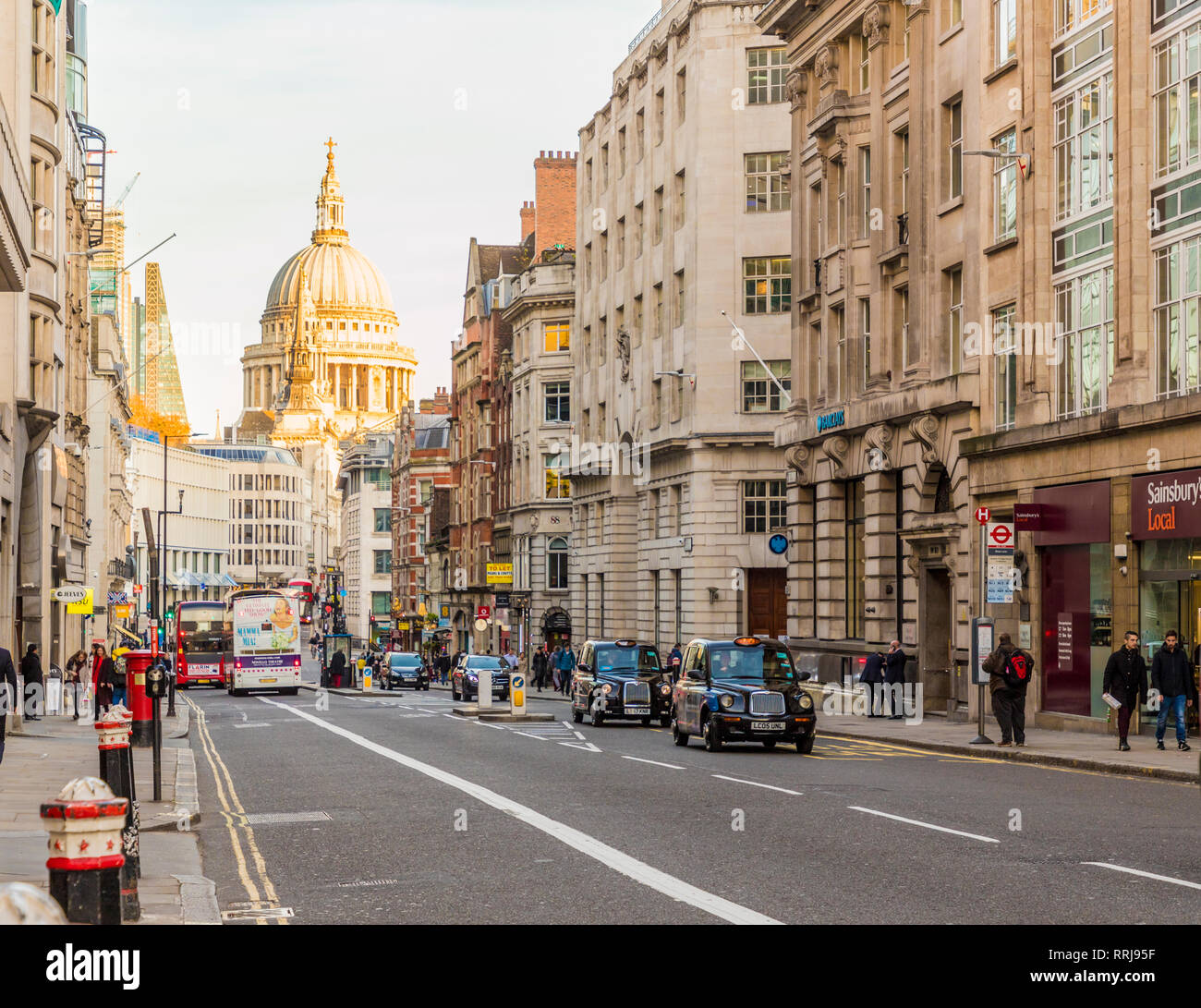 A view of Fleet Street, with St. Pauls Cathedral in the background ...