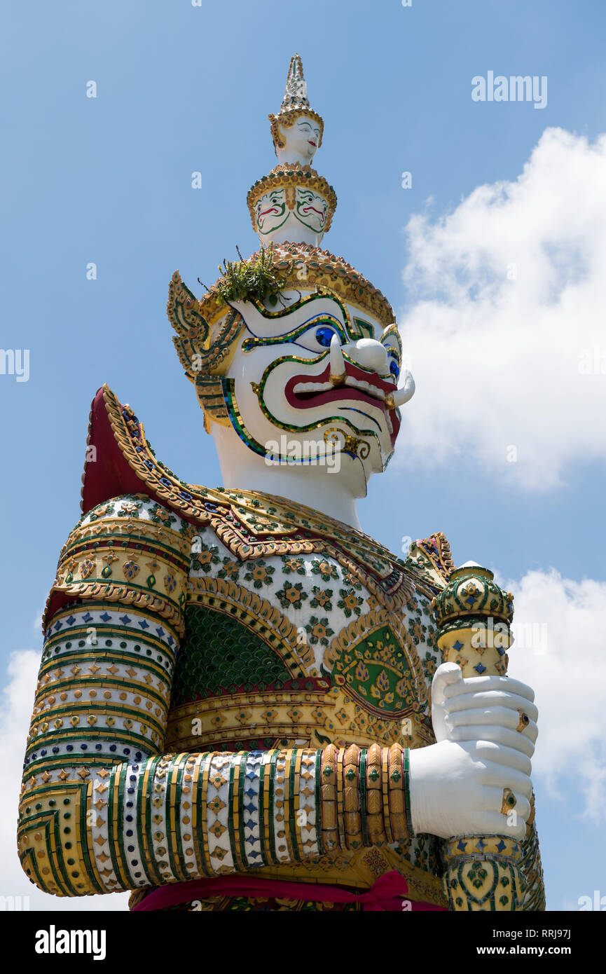 Detail of demon figure, Wat Arun (Temple of Dawn), Bangkok, Thailand ...
