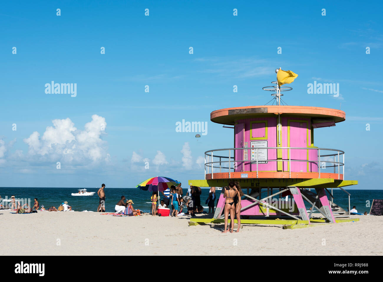 Lifeguard station on South Beach, Miami Beach, Florida, United States ...