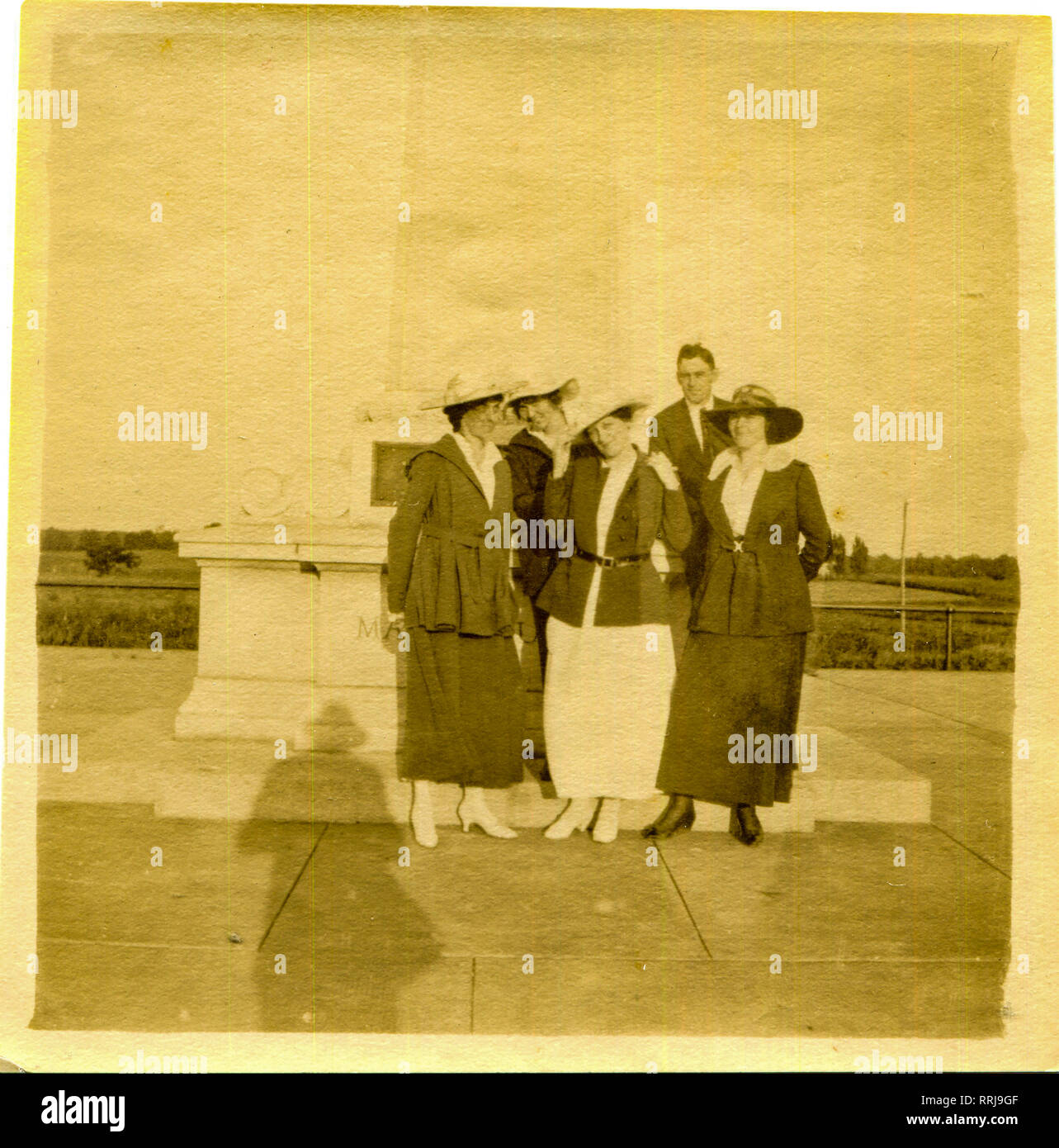 America. USA. 1890s . Old photo. A group of young people are ...