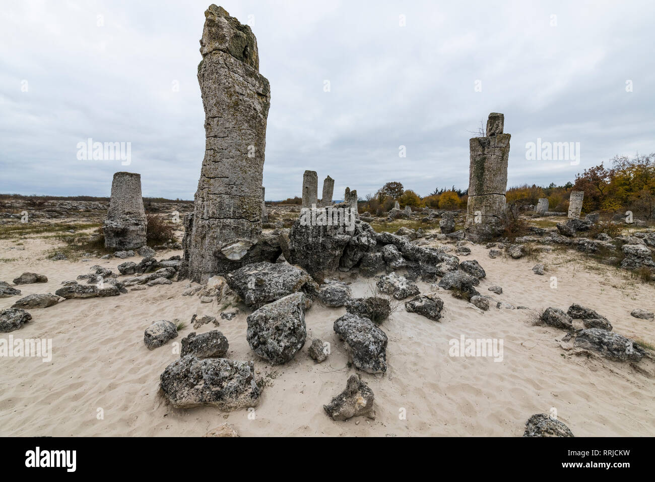 Stone desert Pobiti Kamani rock phenomenon, near Varna, Bulgaria ...