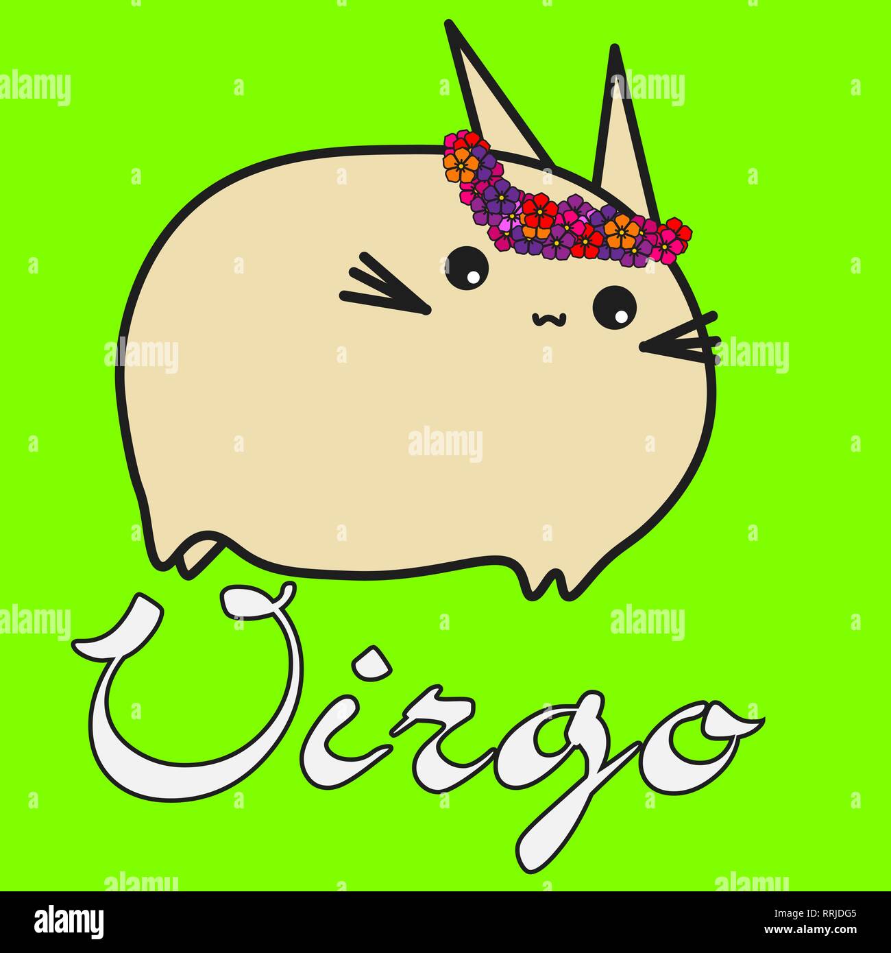 Bunny zodiac sign Virgo in a cartoon style. Vector illustration on ...