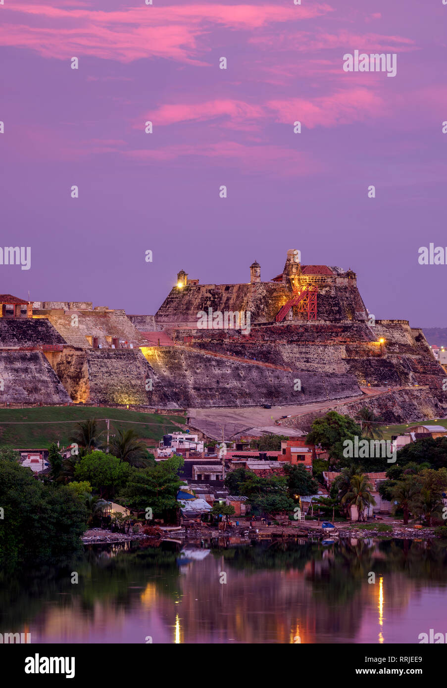 San Felipe Castle at sunset, UNESCO World Heritage Site, Cartagena ...