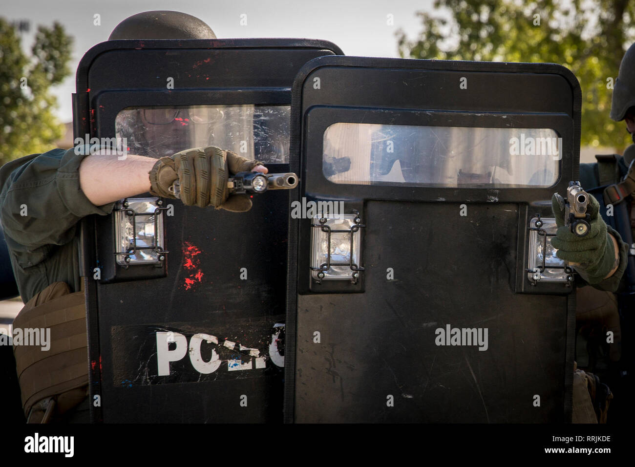 U.S. Marines with the Provost Marshal's Office (PMO), Headquarters and ...