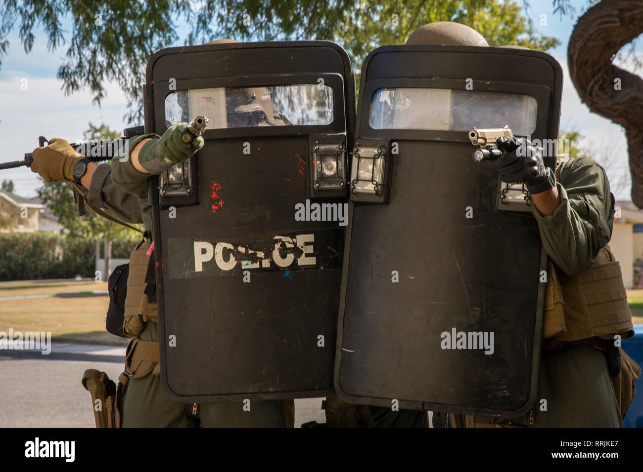 U.S. Marines with the Provost Marshal's Office (PMO), Headquarters and ...