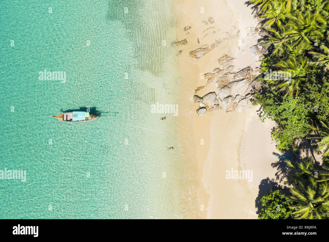 View from above, stunning aerial view of a beautiful tropical beach ...