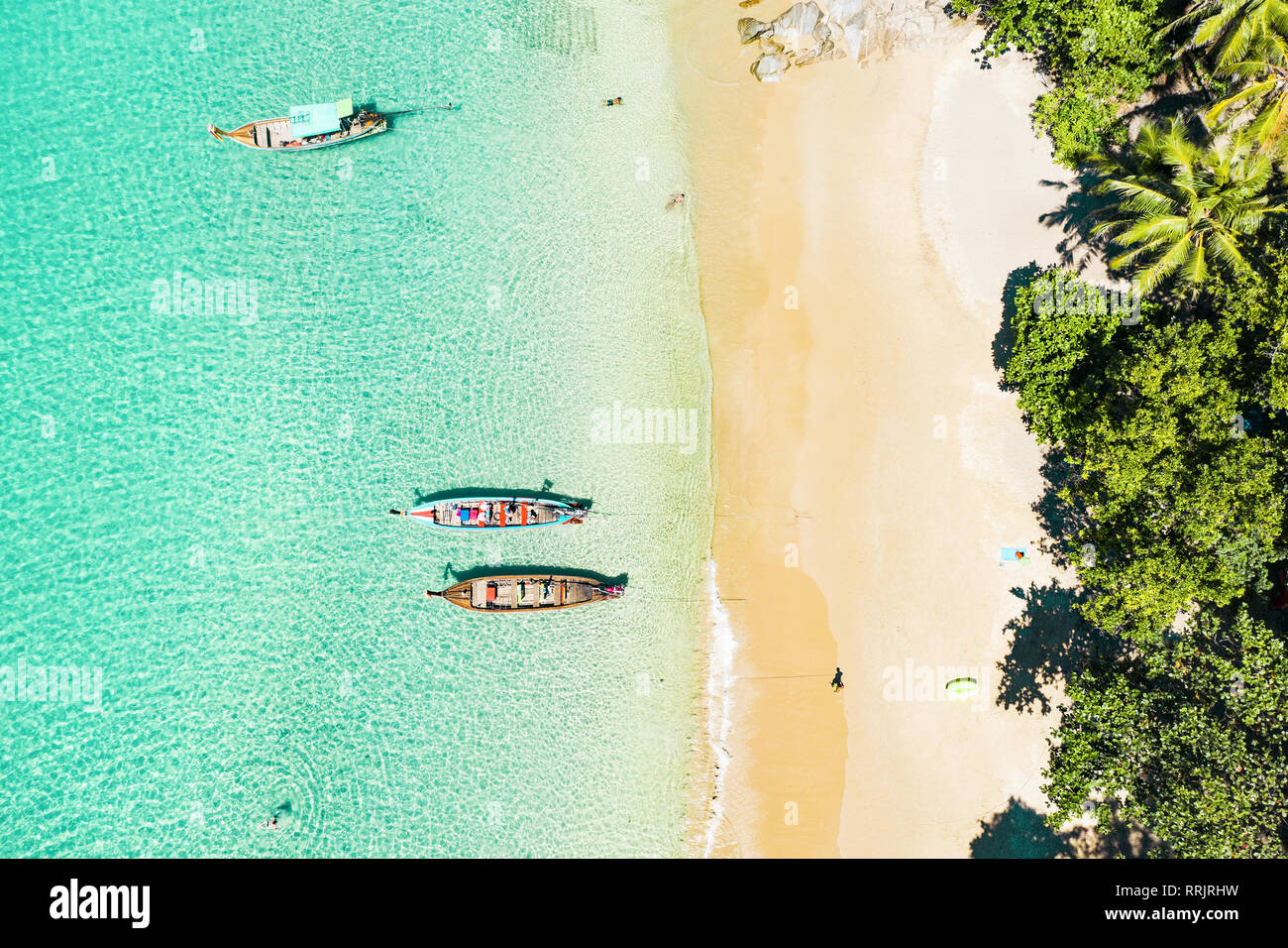 View from above, stunning aerial view of a beautiful tropical beach ...