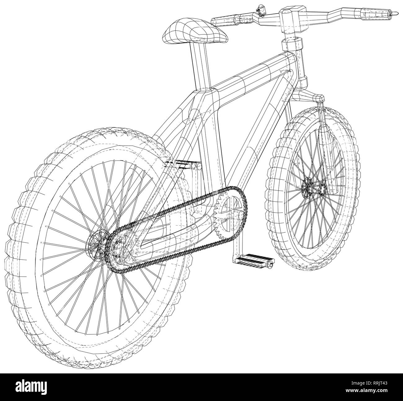 Sport road bike bicycle. Created illustration of 3d. Vector wire-frame ...