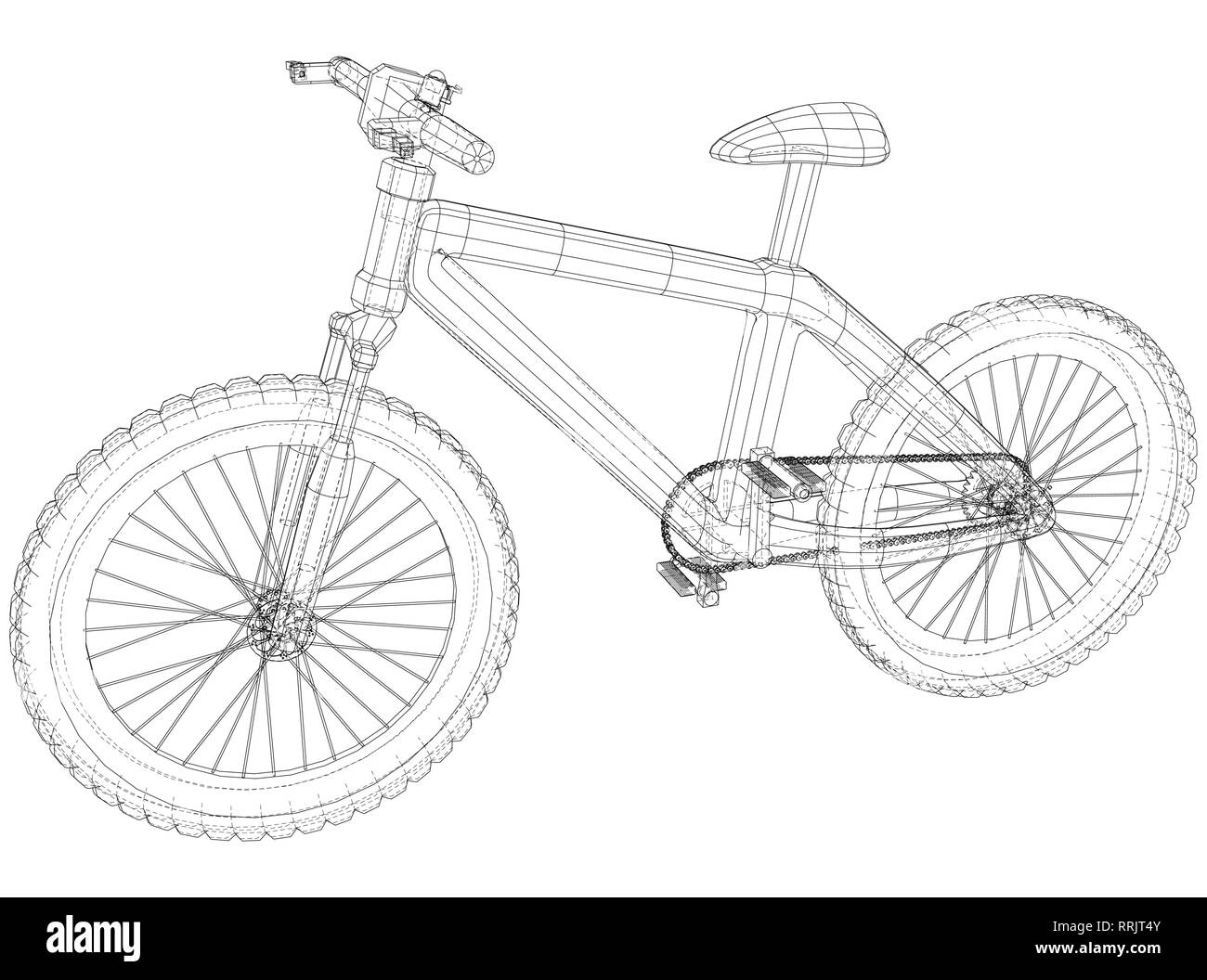 Bicycle blueprint. Outline bicycle on white background. Created ...