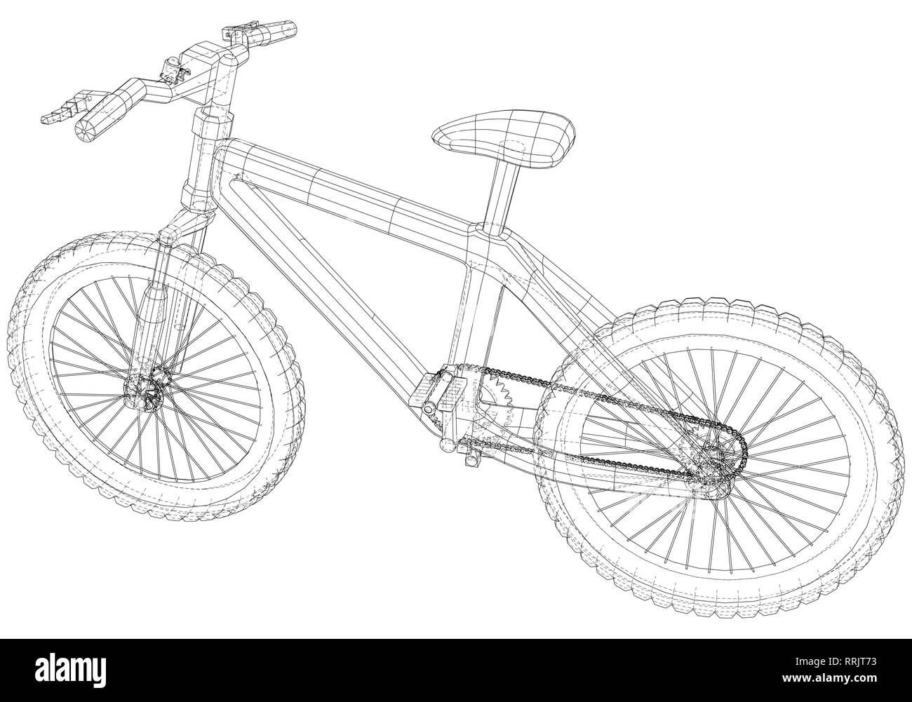 Bicycle blueprint. Outline bicycle on white background. Created ...