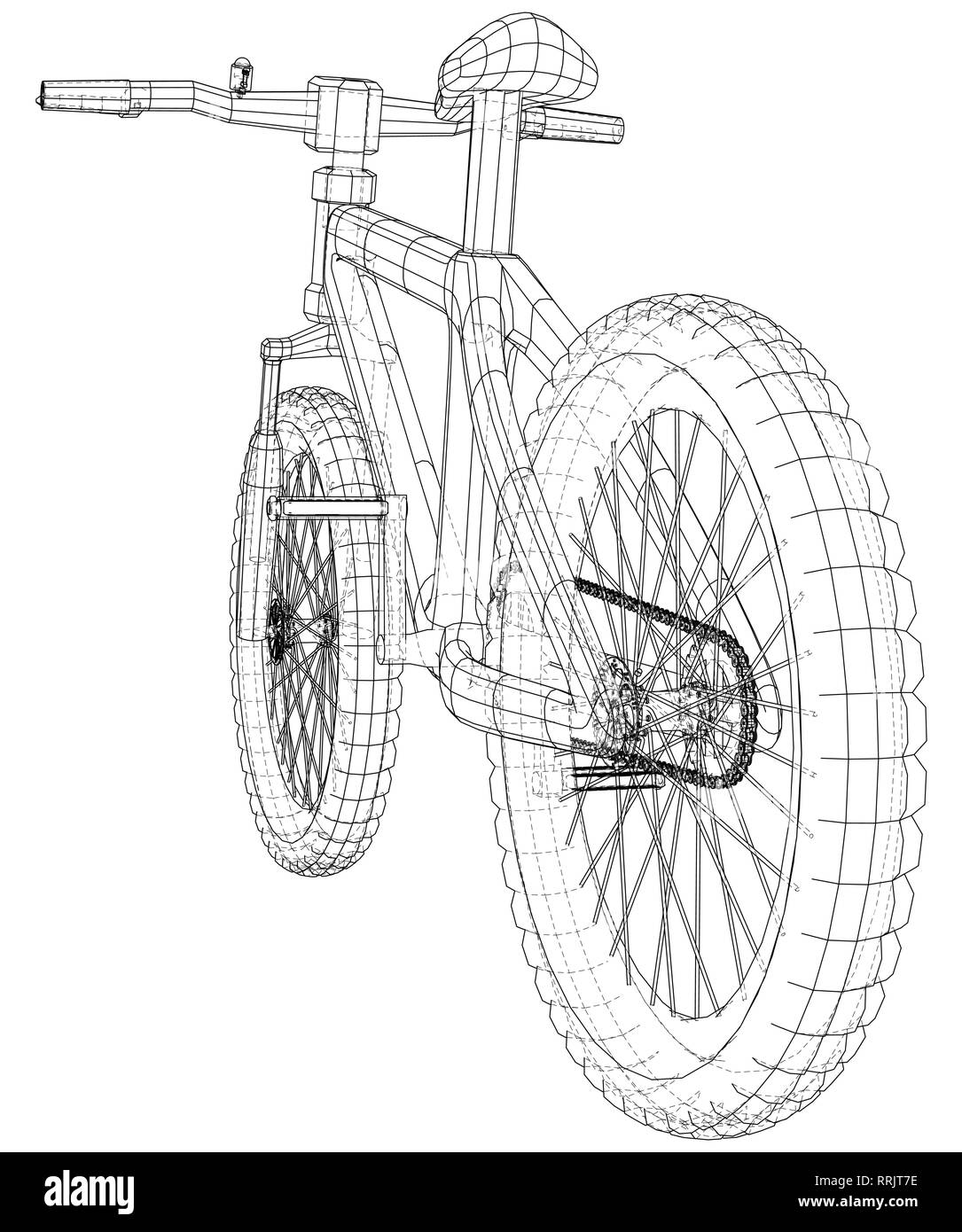 Sport road bike bicycle. Created illustration of 3d. Vector wire-frame ...