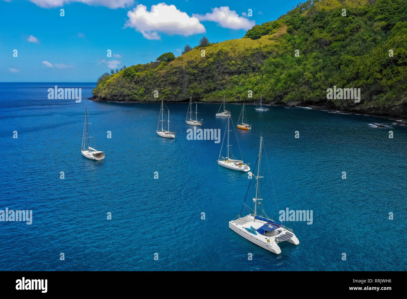 Cruising Yachts anchored, Hapatoni, Tahuata, Marquesas; French ...