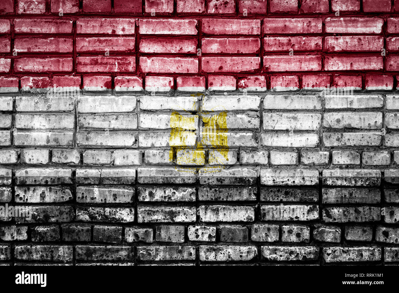National flag of Egypt on a brick background. Concept image for Egypt ...