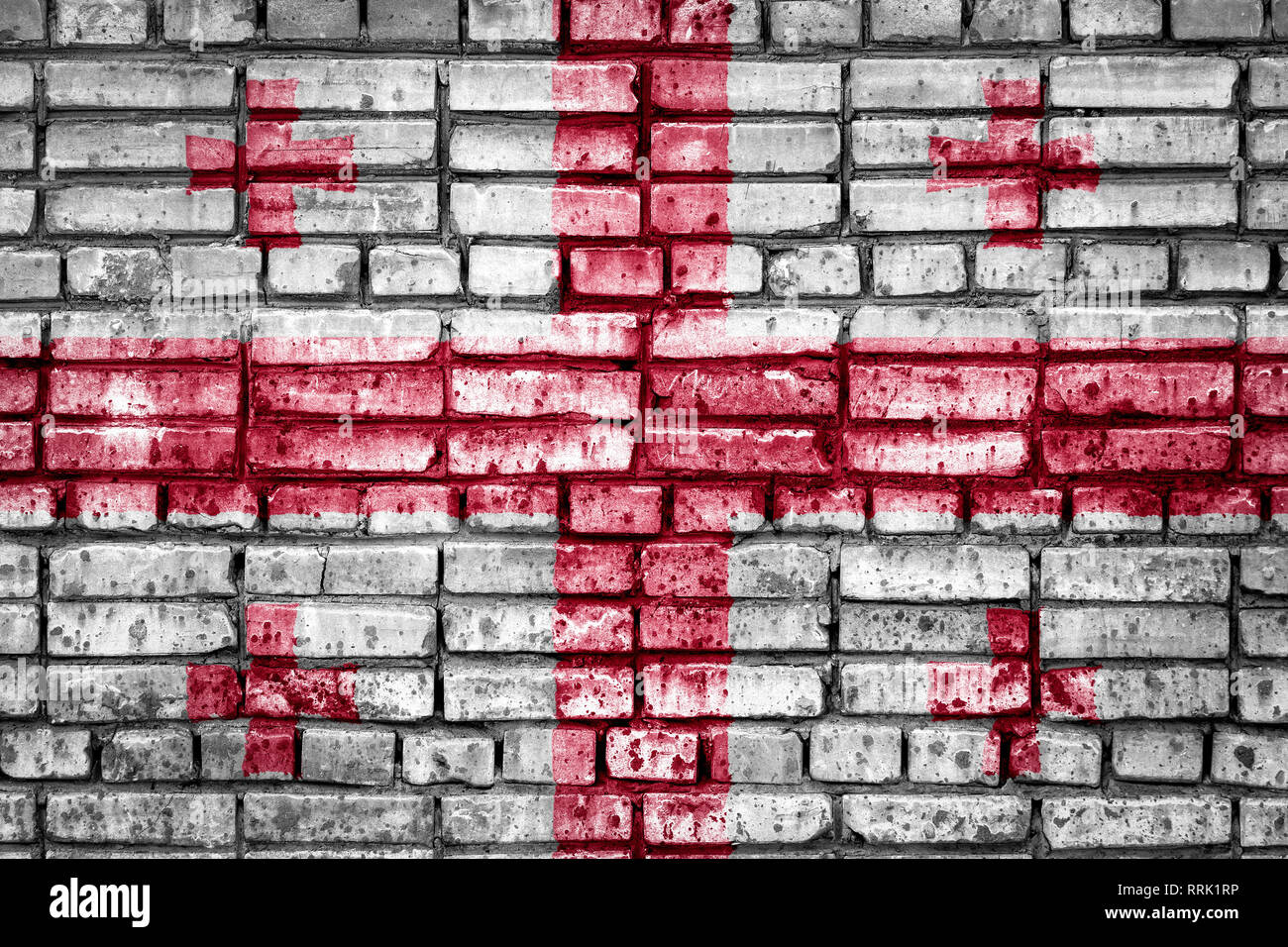 National flag of Georgia on a brick background. Concept image for ...