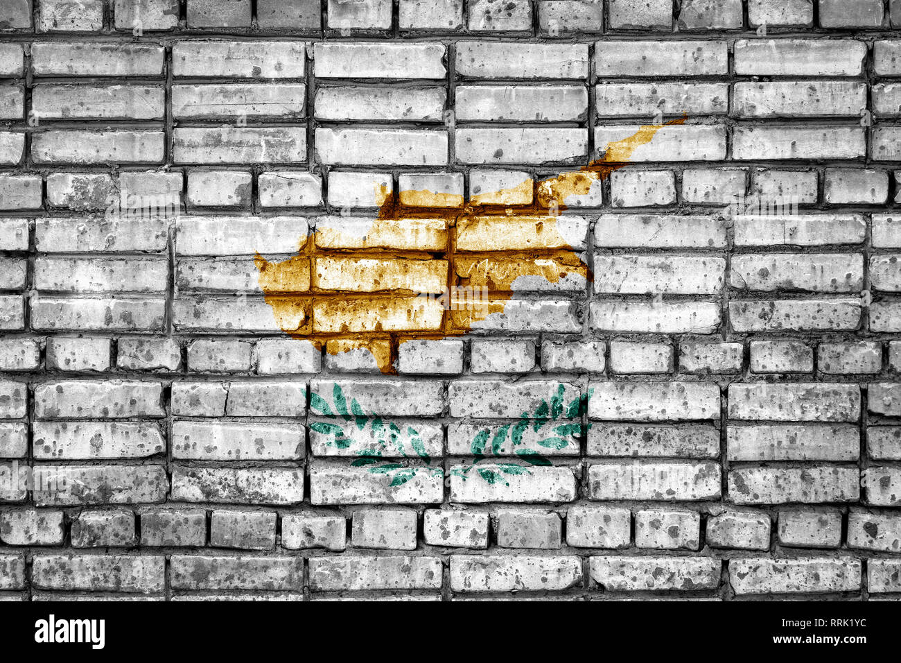 National flag of Cyprus on a brick background. Concept image for Cyprus ...