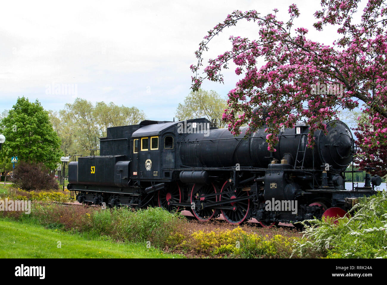 Old steam engine train in Sweden Stock Photo - Alamy