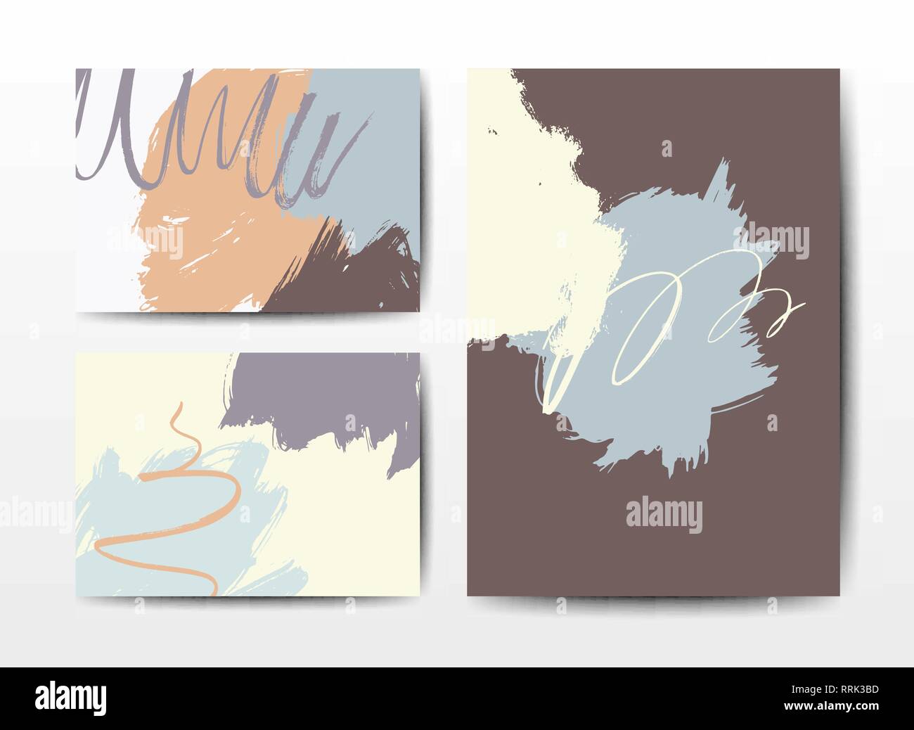 Modern grunge brush postcards colorful vector templates Stock Vector ...